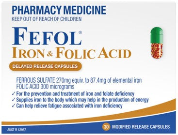 Fefol Iron and Folic Acid 30 Capsules – Regents Park Pharmacy Online